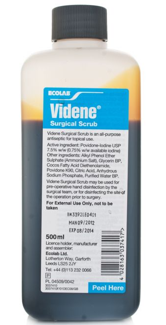 Videne Antiseptic Scrub (Povidone iODINE) iodine iodine iodine skin di ...