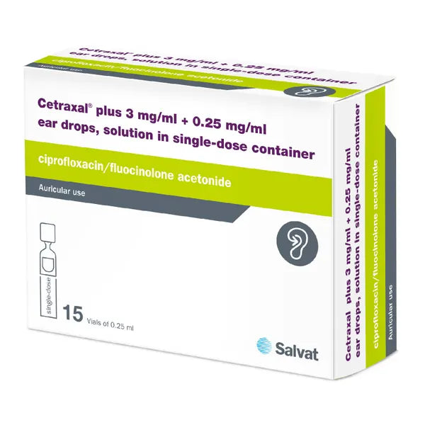 Cetraxal Plus® (Ciprofloxacin 3mg/ml + fluocinolone 0.25mg/ml solution ...