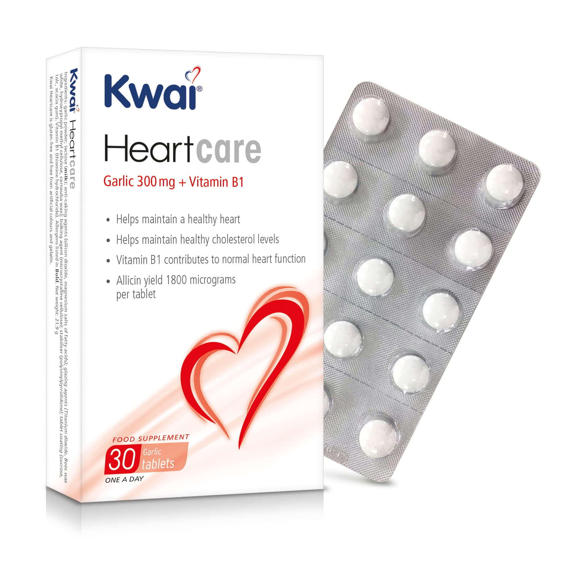 Kwai Heartcare Garlic 300MG + VITAMIN B1 ALLICIN YIELD PER TAB 1,800 M ...